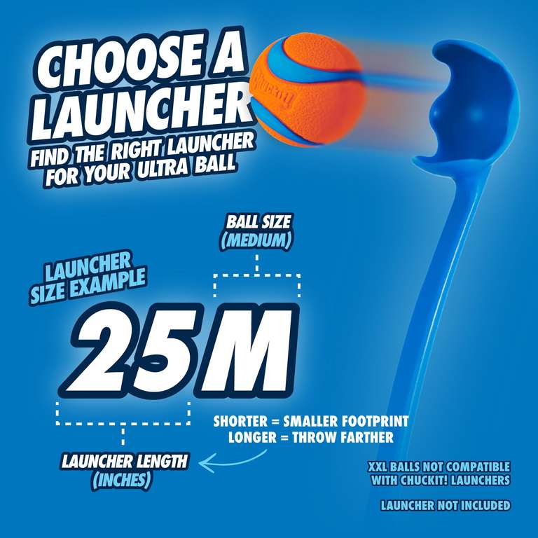 Chuckit! Ultra Ball, Durable High Bounce Rubber Toy w/ Launcher, 1 Pack ...