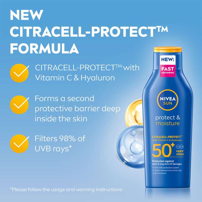 NIVEA SUN Protect & Moisture Sun Cream Lotion SPF 50 400 ml £6.17 at ...