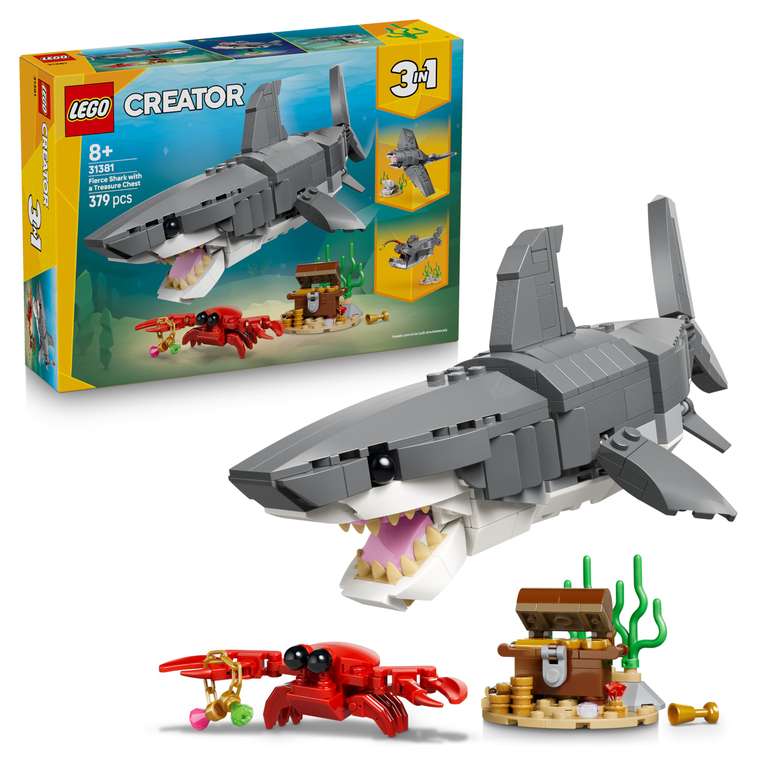 LEGO Creator 3in1 Fierce Shark with Treasure Chest – £20.99 at Amazon ...
