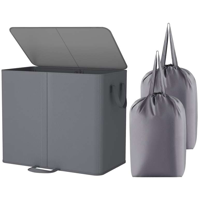 Lifewit Double Washing Basket 105L with Lid & Removable Bags at Lifewit ...