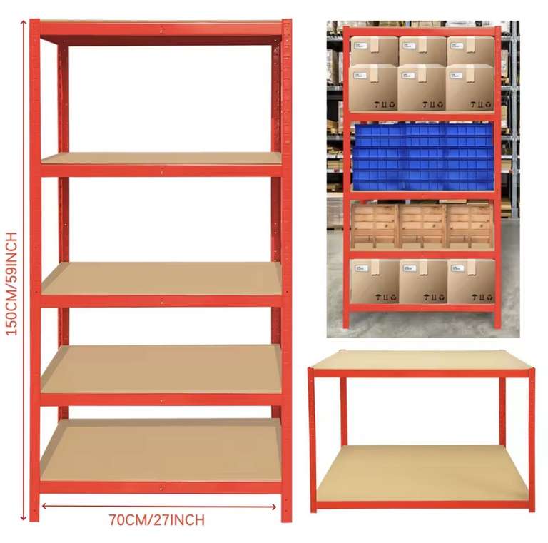 5 Tier Heavy Duty Galvanised Adjustable Shelf Racking Unit at ...