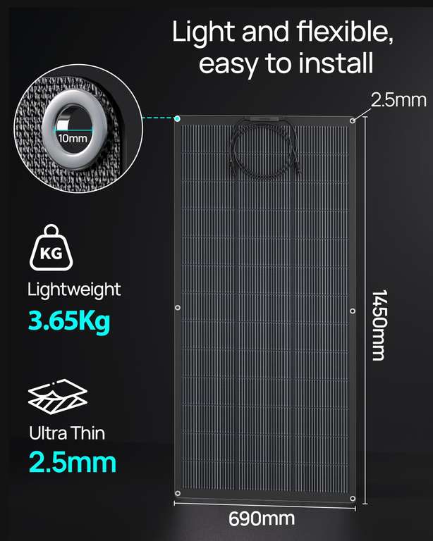 Eco-Worthy 400W Flexible Solar Panel 2x200W 24V ETFE Mono Cell at ...