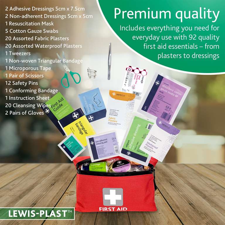 Lewis-Plast Premium 92 Piece First Aid Kit, Small at Amazon - £5.54 ...