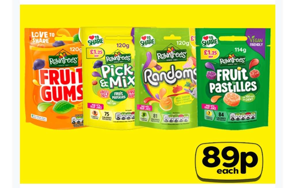 Rowntree's Randoms & Jelly Tots Sharing Bags 120g/150g - 89p at ...