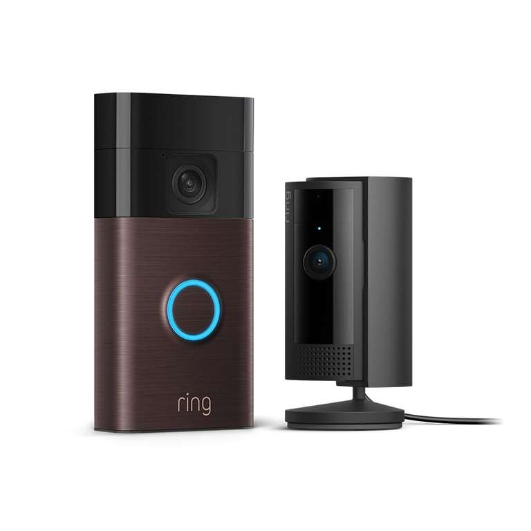 Ring Battery Video Doorbell Venetian Bronze + Ring Indoor Camera Black ...