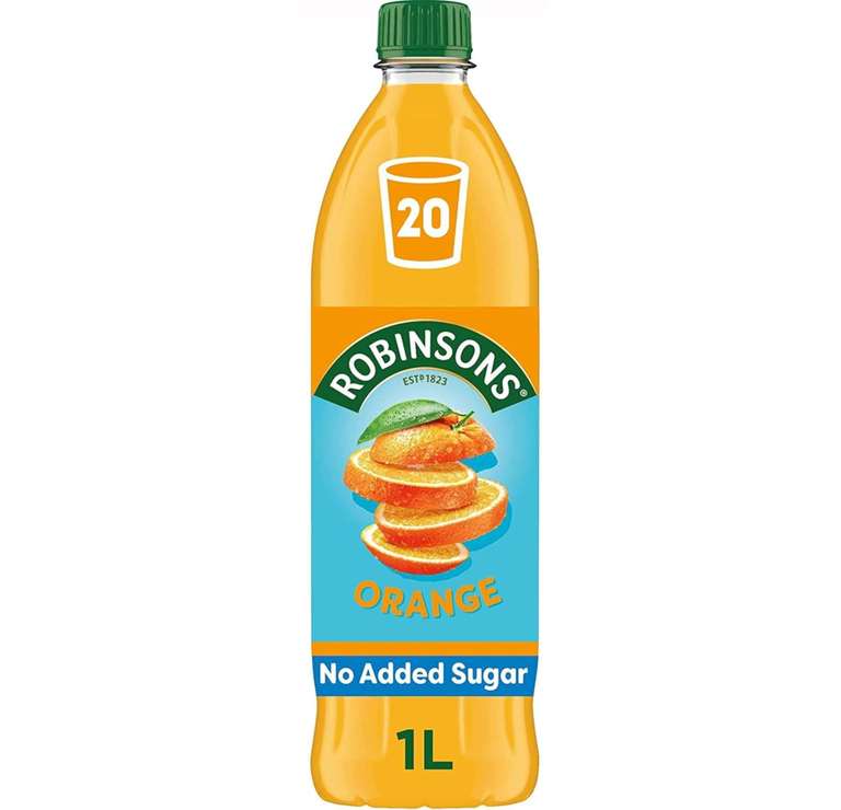Robinsons Orange Squash 4 x 1L – £3.50 at Amazon | hotukdeals