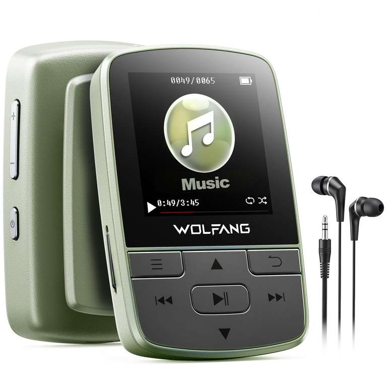 WOLFANG MP3 Player with Bluetooth 5.2, Sports Clip, Mini Size, 28g ...