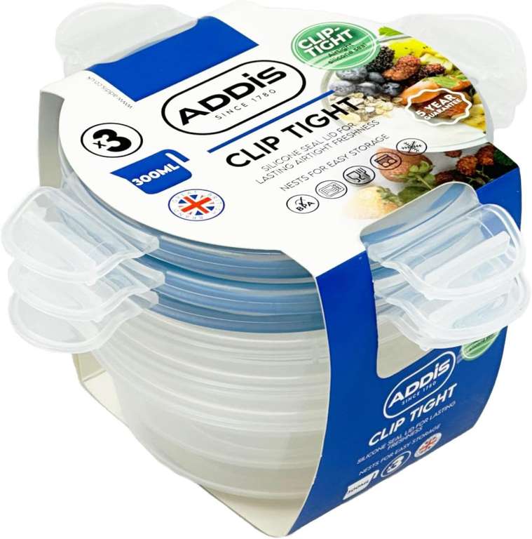 Addis Clip Tight Food Storage Containers 300 ml Pack Of 3 £3.00 at ...