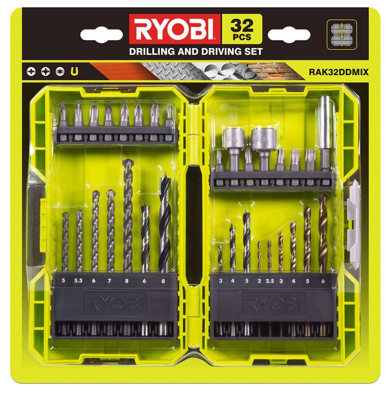 Ryobi RAK32DDMIX Mixed Drilling and Screwdriving Bit Set (32 piece ...