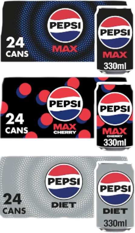 Pepsi Max, Cherry & Diet Pepsi 24 Cans - 330ml Only £6.49 at FarmFoods ...