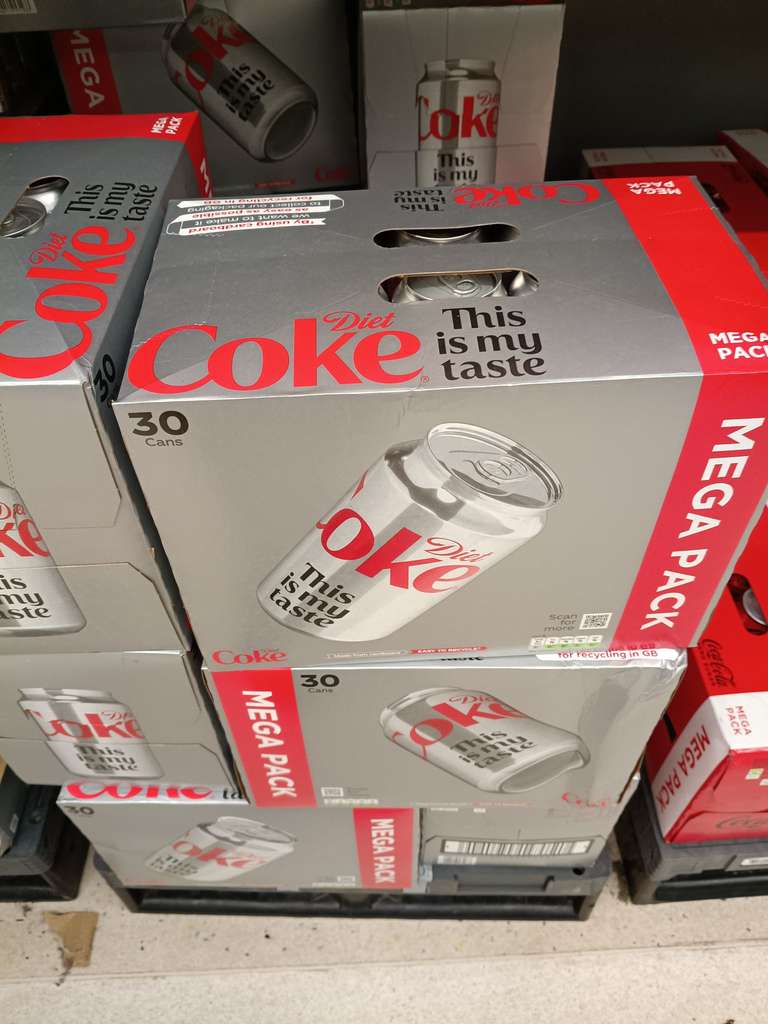 Diet Coke 30 x 330ml Cans – in-store Devon at ASDA Groceries - hotukdeals