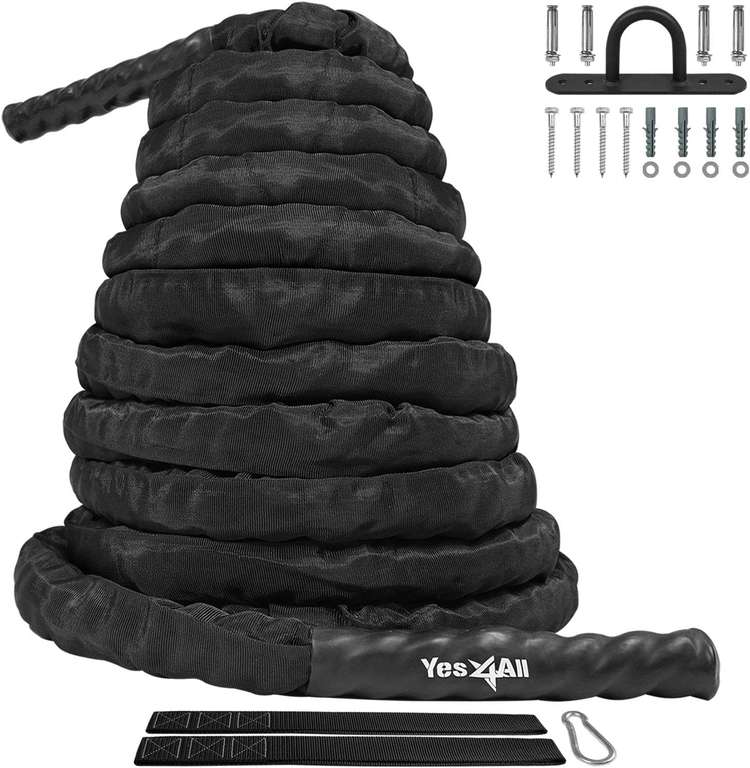 Yes4All Battle Rope 9m/12m/15m, 38mm/50mm Poly Dacron with Cover – £39. ...