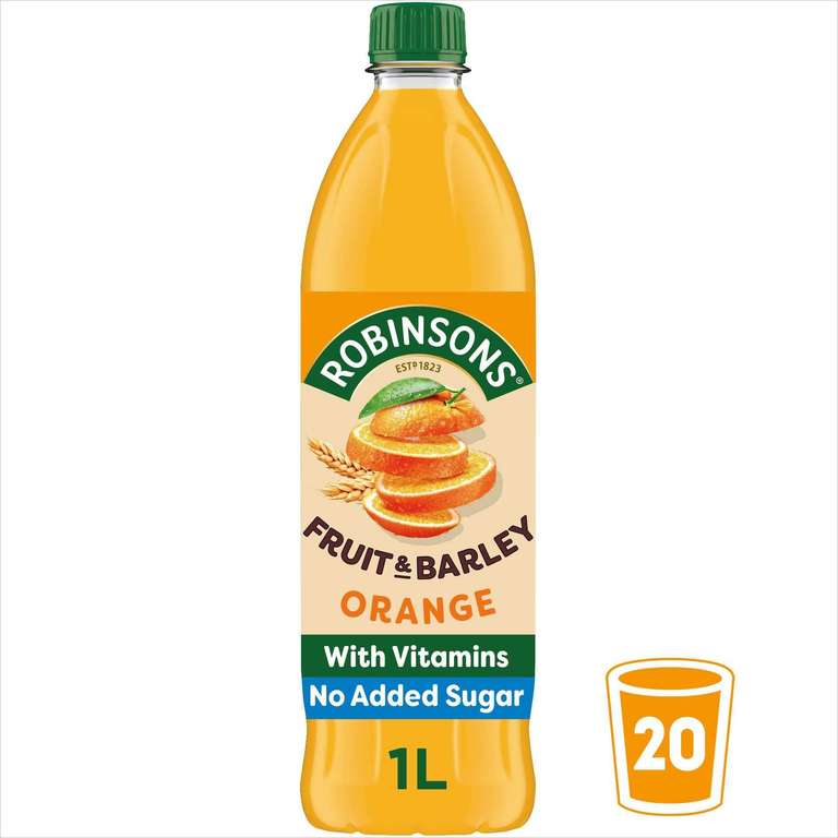 Robinsons 2 x 1 Litre Fruit & Barley Squash – £2.00 at Amazon | hotukdeals