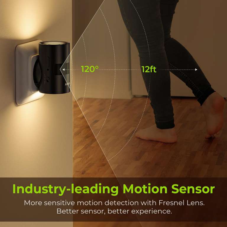 AUVON LED Motion Sensor Night Light 2-Pack, £15.28 at Amazon | hotukdeals