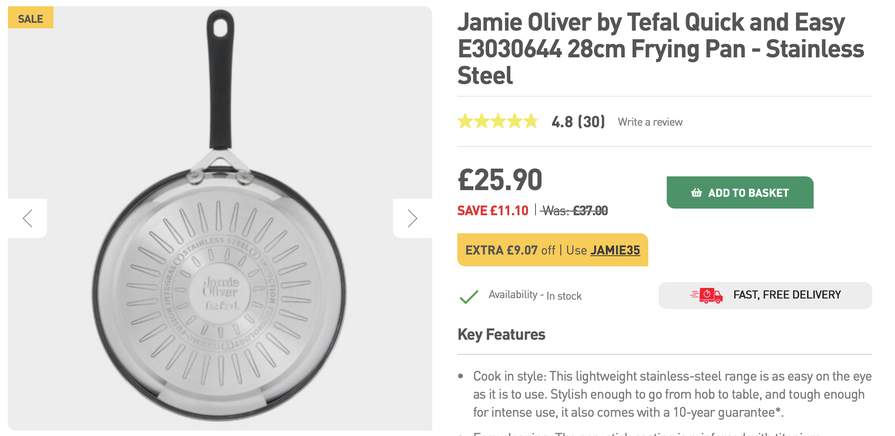 Jamie Oliver Tefal Cookware Sale - Extra 35% Off with Code - e.g 24cm ...