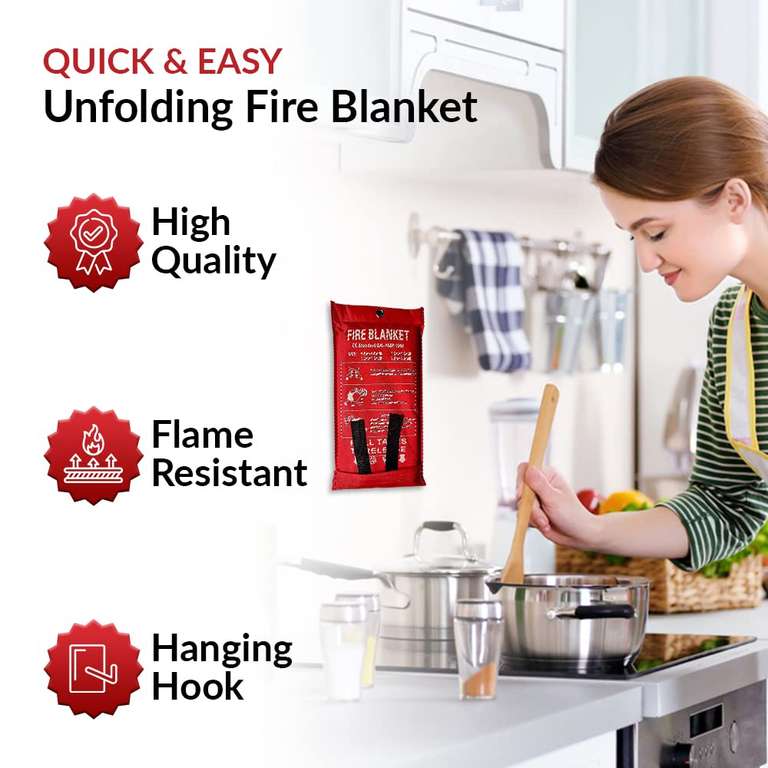 Large 1x1M Fire Blanket – Easy Fire Suppression at Home, Kitchen ...