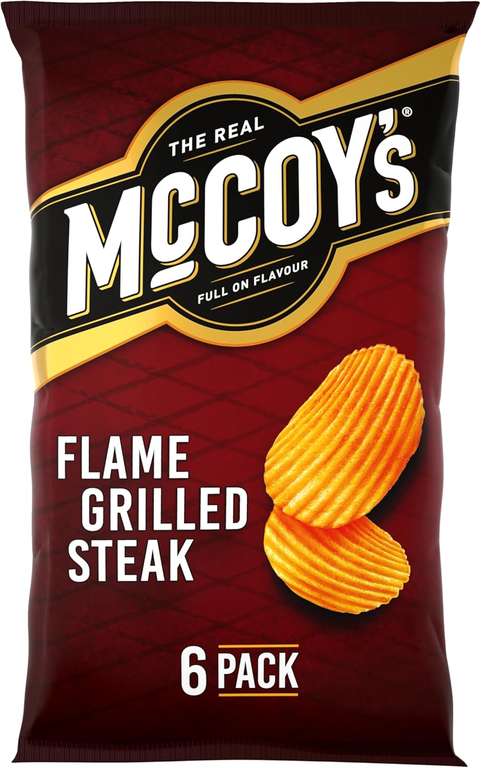 McCoy's Flame Grilled Steak Flavour Ridge Cut Crisps 6 x 25g £1.65 at ...