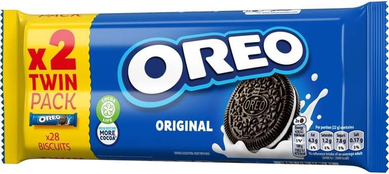 OREO Original Sandwich Biscuits Twin Pack, 2 x 154g - £1.33 / £1.19 S&S ...