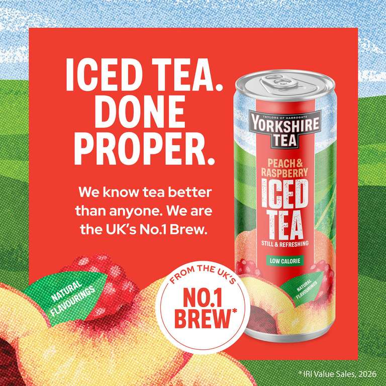 Yorkshire Tea Peach & Raspberry Iced Tea 330 ml (Pack of 12) – £18.00 ...