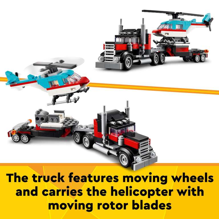 LEGO Creator 3in1 Flatbed Truck with Helicopter, Plane & Fuel Lorry ...