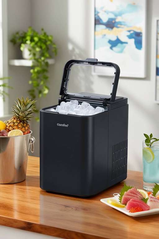 Self-Cleaning Ice Maker Machine with 1.3L Water Tank, Ice Scoop ...