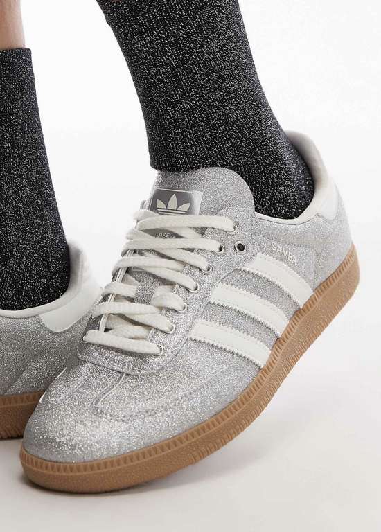 adidas Originals Disco Samba OG Women's Trainers in Silver Glitter - £ ...