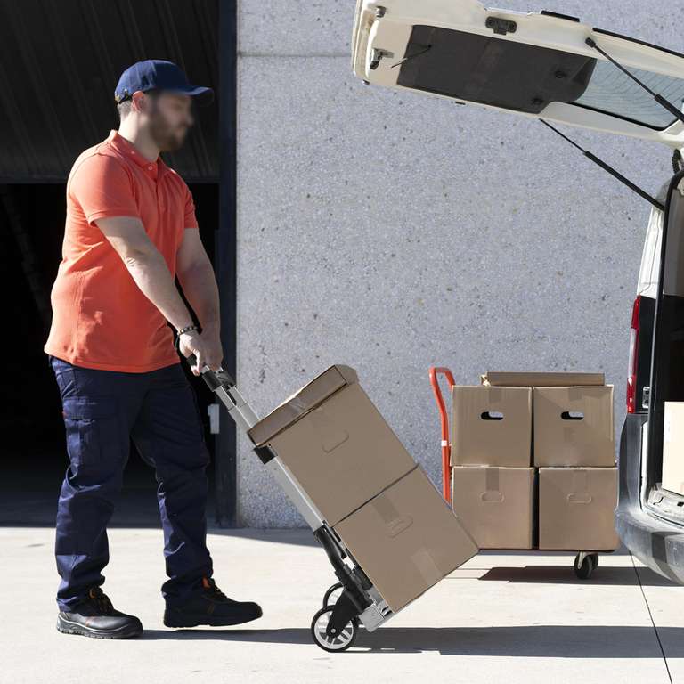 Yaheetech Aluminum Folding Hand Truck Heavy Duty Sack Trolley 75kg Load ...