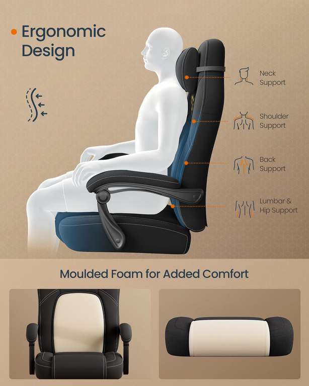 Songmics Home Ergonomic Gaming Chair with Extendable Footrest £71.99 at ...