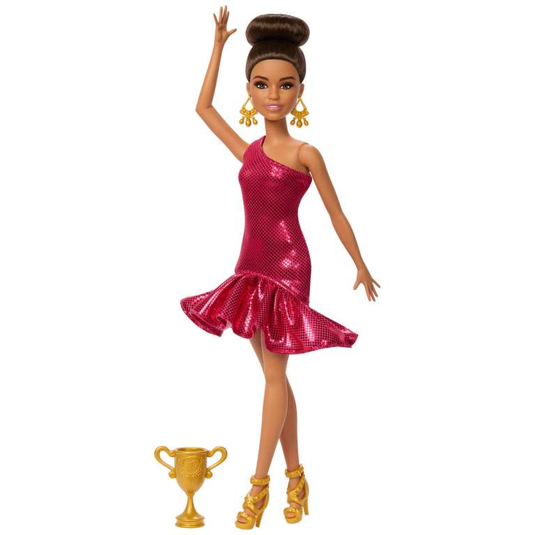 Barbie Ballroom Dancer Fashion Doll with Red Ruffle Dress, Dancing ...