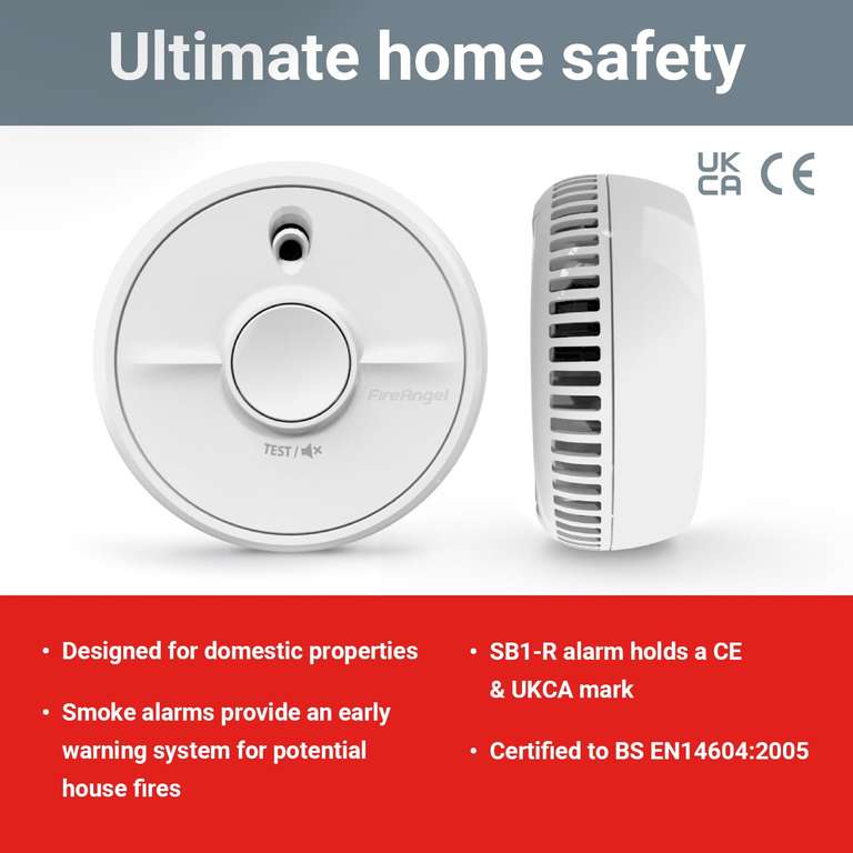 FireAngel SB1-R Optical Smoke Alarm Detector, Toast Proof x2 £10.92 at ...