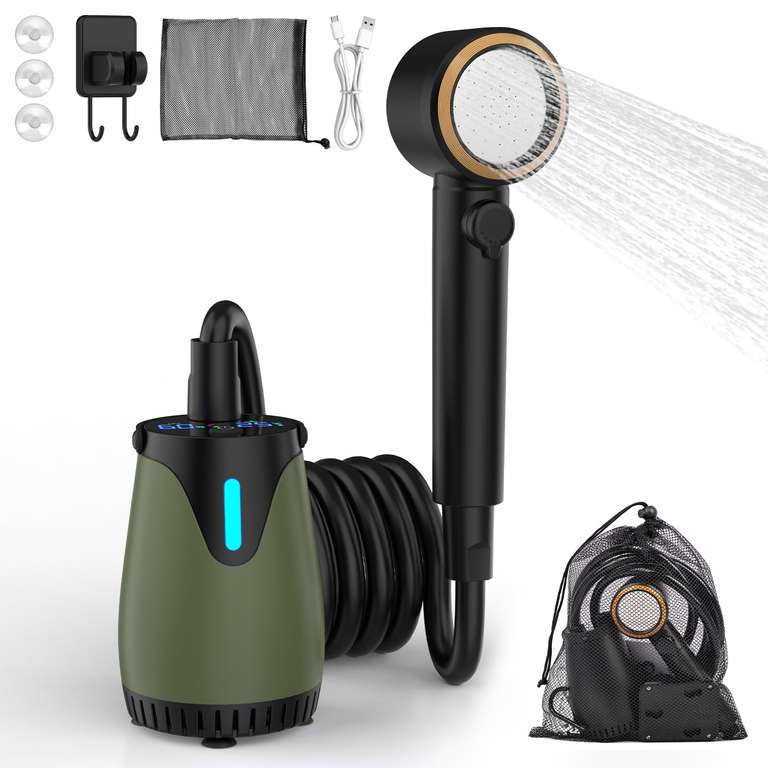 Portable Rechargeable USB-C Shower with 8000mAh battery – IPX8 ...
