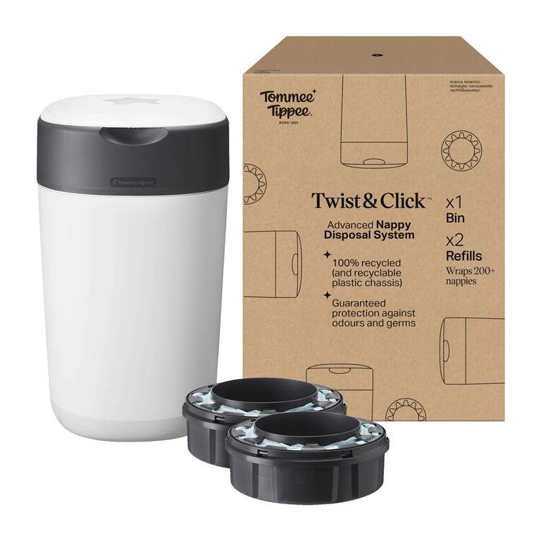 Tommee Tippee Twist & Click Nappy Bin Exclusive Pack 2 Refills £14.95 ...