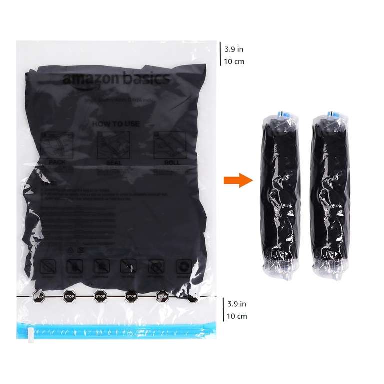 Amazon Basics Roll-Up Travel Storage Bags, Zipper, 12 count, 2 Pack of ...