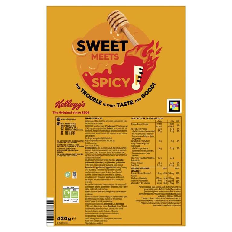 Kellogg's Crunchy Nut Hot Honey Crunchies 420g (£2.37 S&S) | Hotukdeals