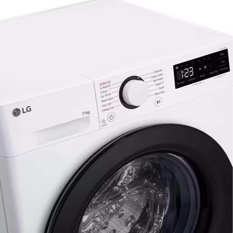 LG 11Kg 1400rpm Series 4 Steam Washing Machine F4Y511WBLN1 + 5 Yr ...