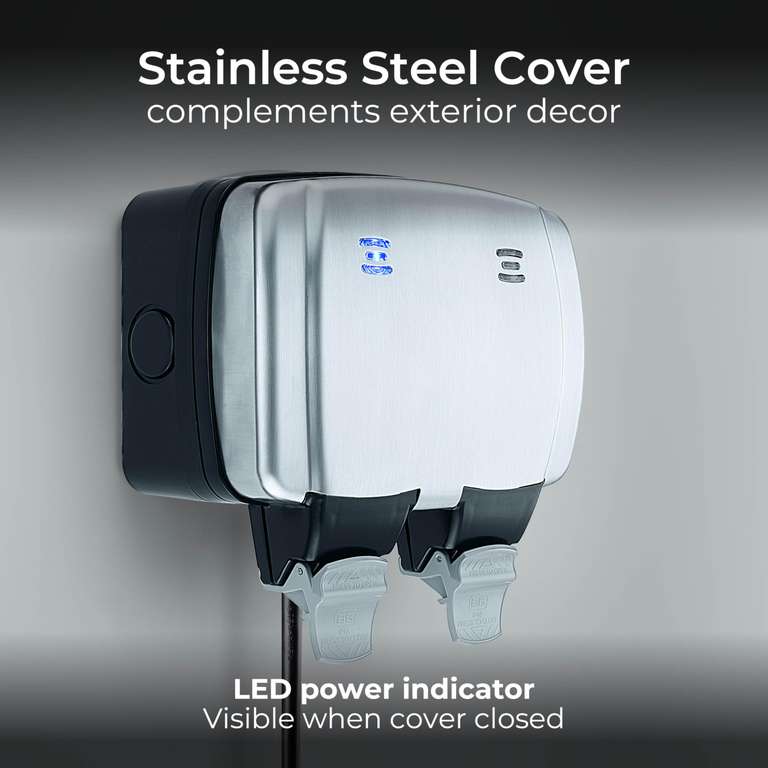 BG Electrical Outdoor Double Switched Power Wall Plug Socket, Stainless ...