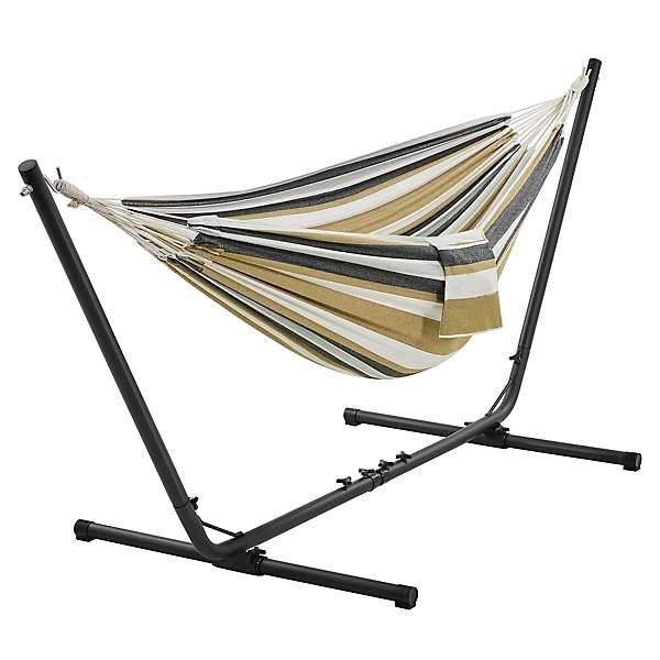 Yaheetech Desert Stripe Hammock Bed with Adjustable Steel Stand £49.99 ...
