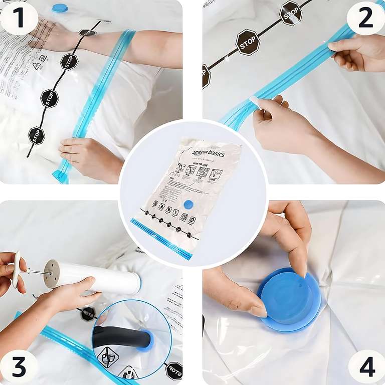 Vacuum Compression Zipper Storage Bags with Hand Pump (20 ct) – 4 Pack ...