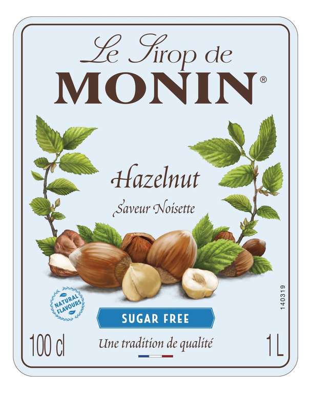 MONIN Premium Hazelnut Sugar Free Syrup 1L | Hotukdeals