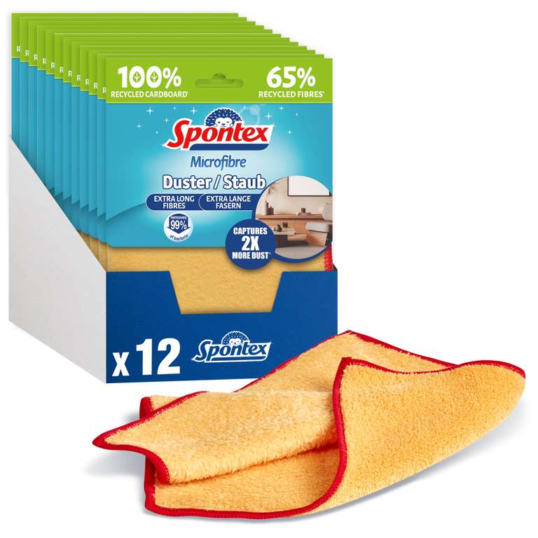 Spontex Microfibre Dusters 12 x Cleaning Clothes for Dusting ...