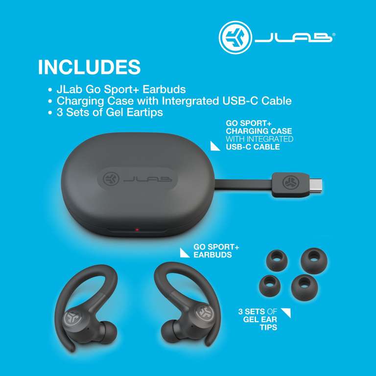 JLab Go Air Sport+ Wireless Earbuds – True Wireless Headphones at Amazon