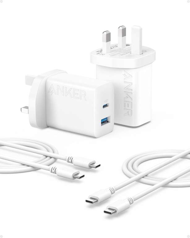 Anker USB C Plug 2-Pack 20W Dual Port Charger £12.49 at AnkerDirect UK ...