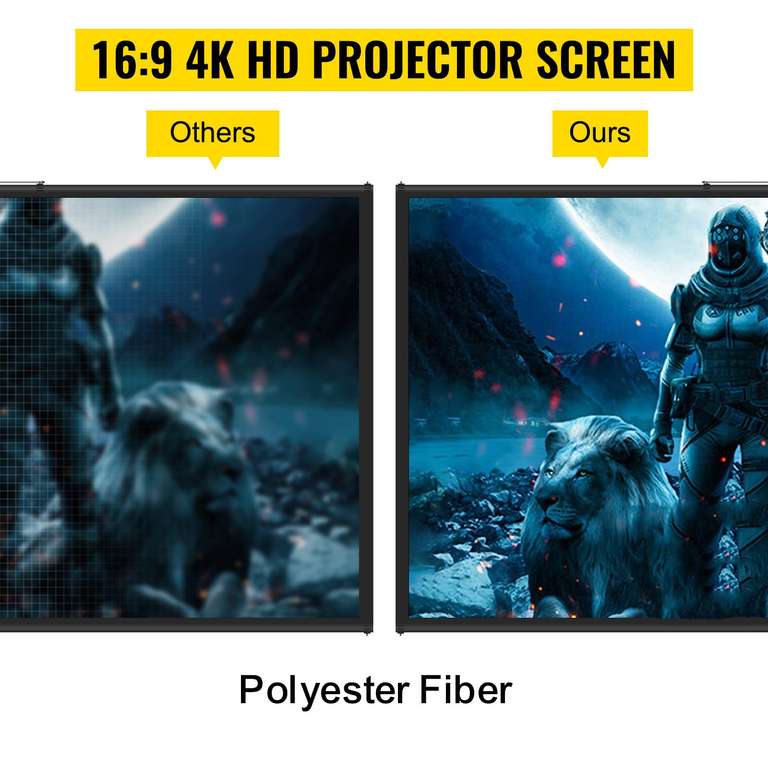 VEVOR Tripod Projector Screen with Stand, 70 inch 16:9 4K HD Projection ...