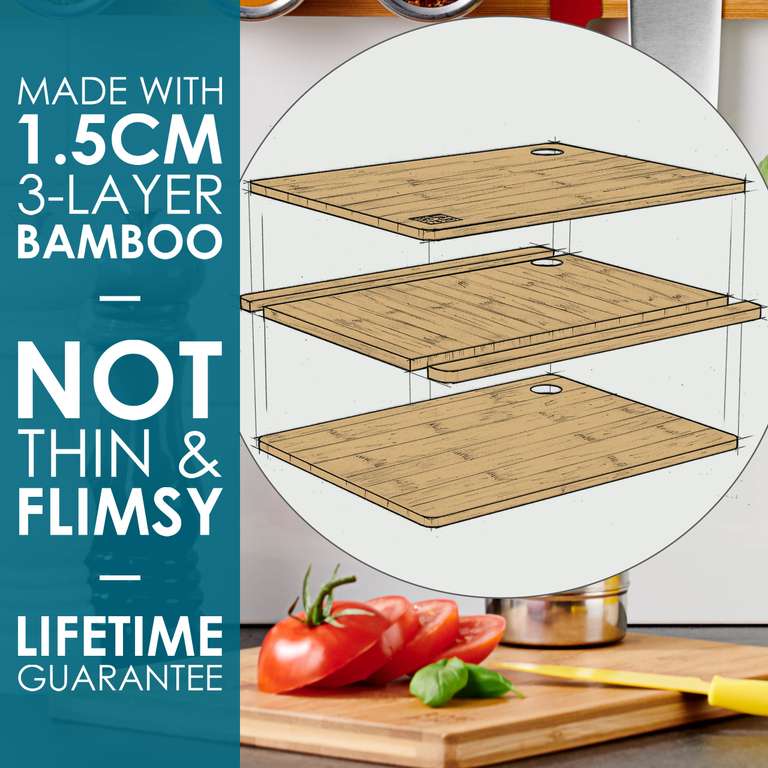 Premium Extra-Thick Wooden Chopping Boards - 3 Piece Bamb ( Prime ...