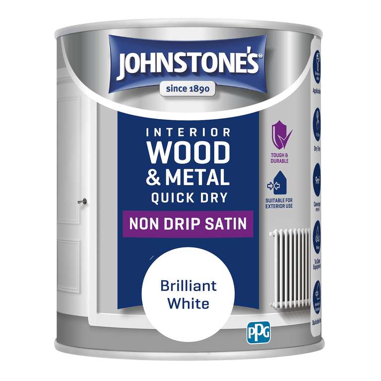 Johnstone's Wood & Metal Paint Satin Finish 750ml Brilliant White at ...