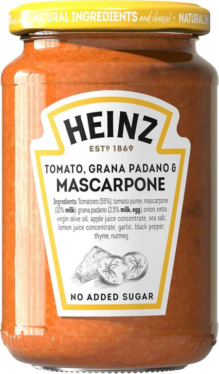 Heinz Tomato Grana Padano Mascarpone Pasta Sauce 350G - £1.42 at Amazon ...