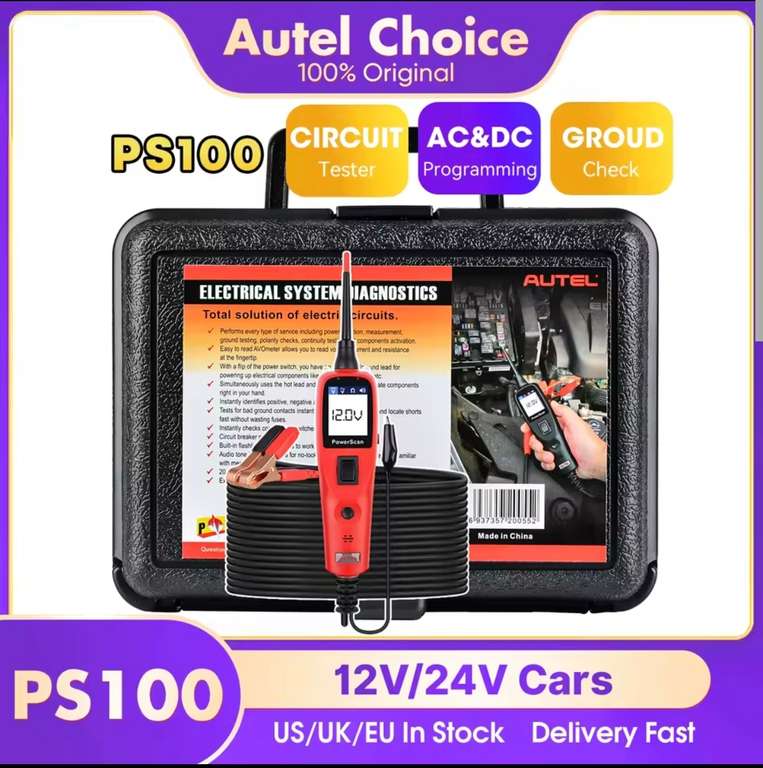 Autel PowerScan PS100 Auto Circuit Tester – 6–24V AVOmeter | at ...