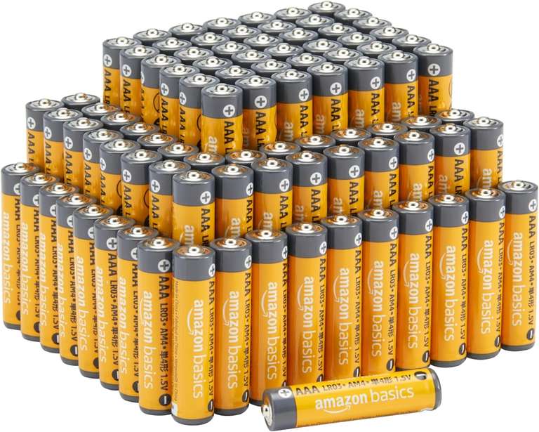 Amazon Basics 100-Pack AAA Alkaline High-Performance Batteries, 1.5V ...