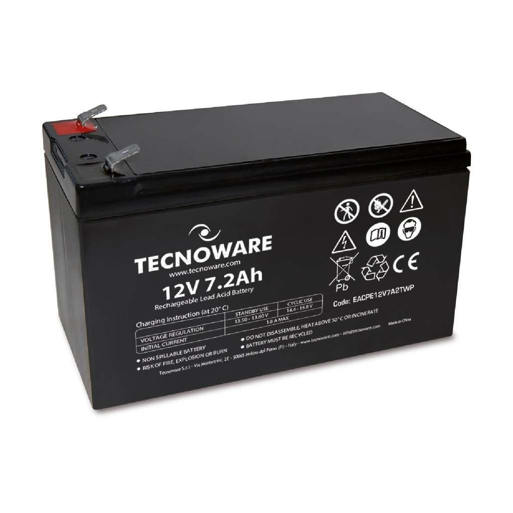 Tecnoware Power Systems, 12V Charge 7.2 Ah Lead-Acid Sealed Battery ...