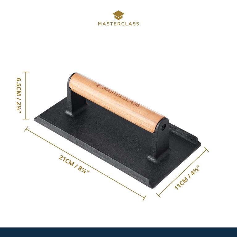 MasterClass Cast Iron Grill Press, 21cm, Black | Hotukdeals
